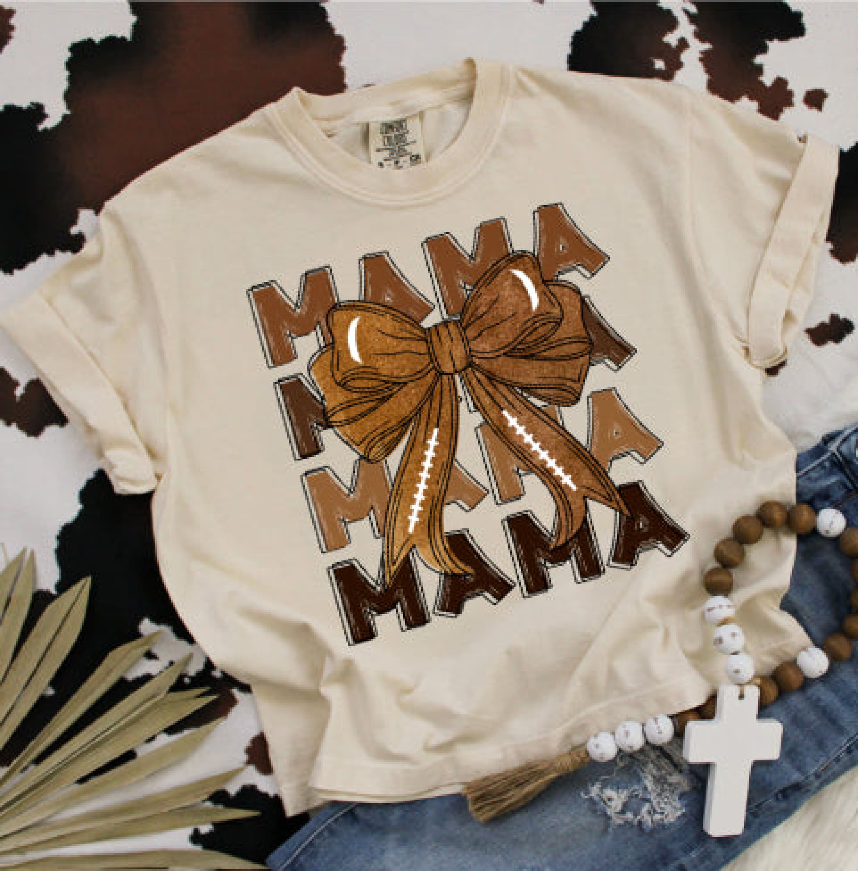 MAMA MAMA MAMA FOOTBALL BOW – Southernly Creations Transfers