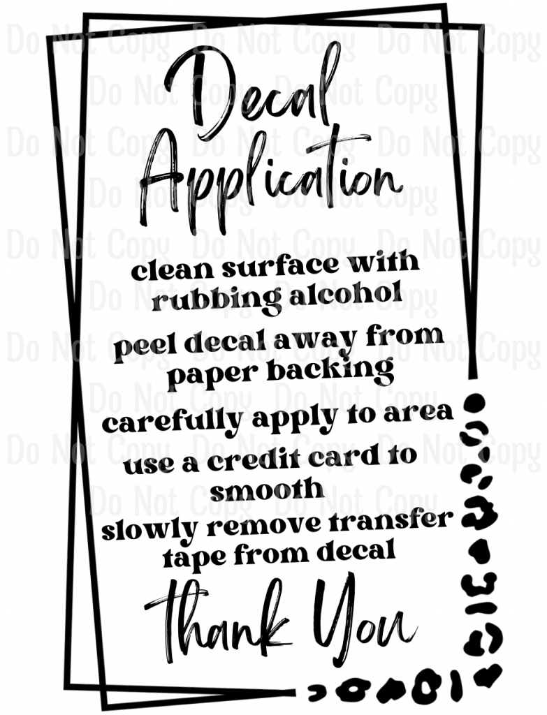 DECAL APPLICATION STICKER - BLACK SQUARE CHEETAH – Southernly Creations ...