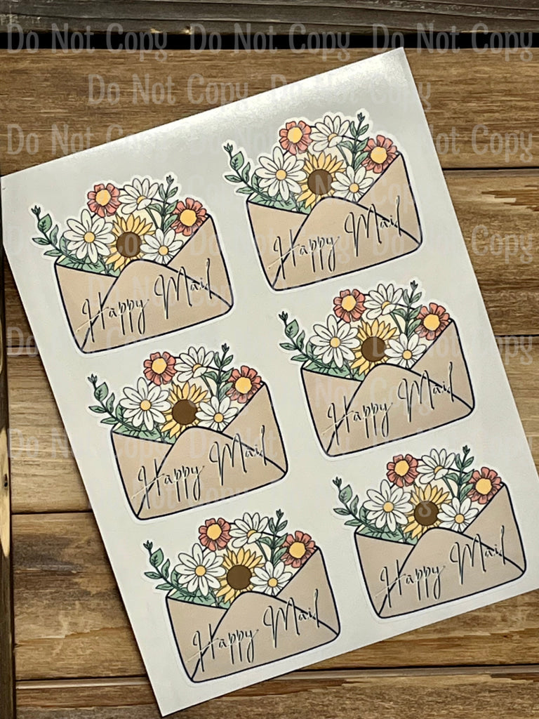 Happy Mail Flower Envelope Sticker Sheet – Southernly Creations Transfers